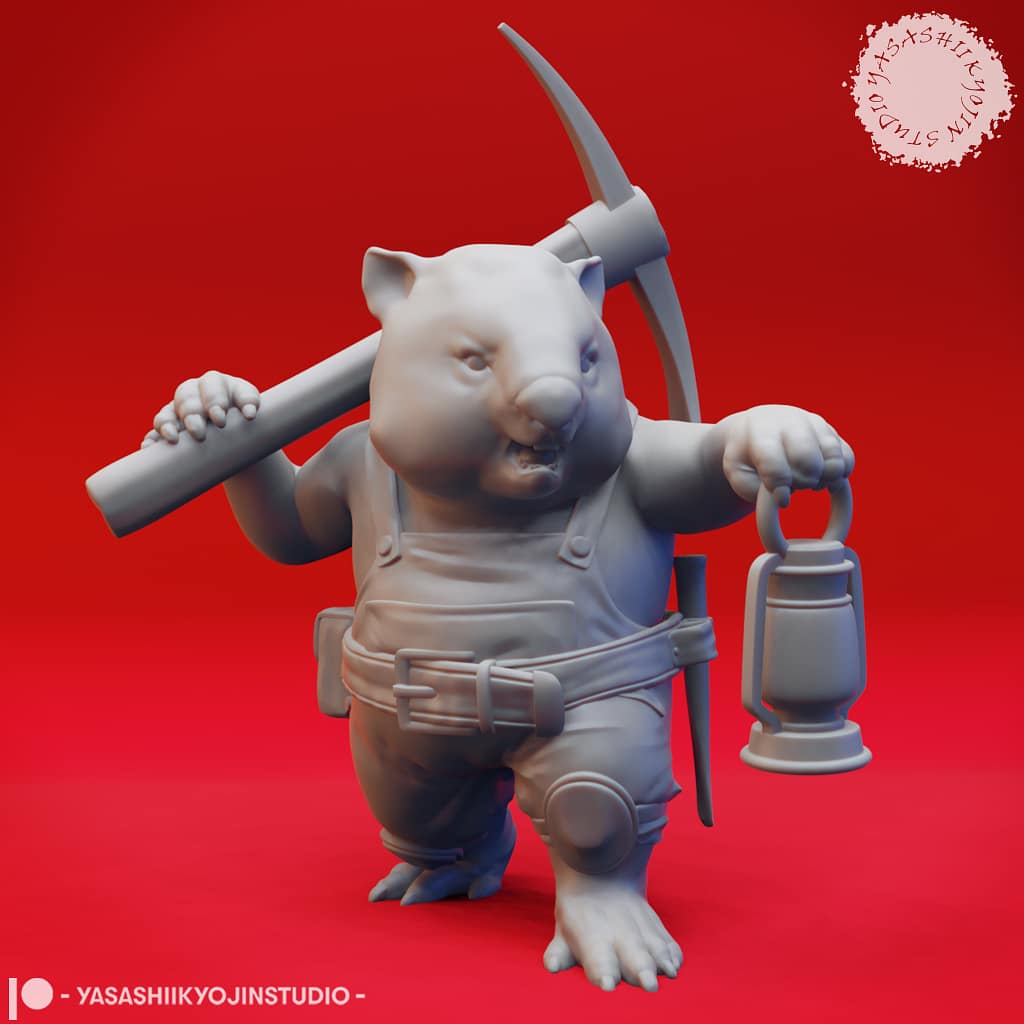 Wombat-Folk Miniature (Burrow Defender) - SOLKARRA 3D & Hobbies